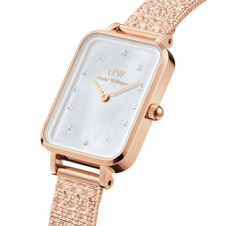 Daniel Wellington Quadro Lumine Pressed Piano Rose Gold White ...