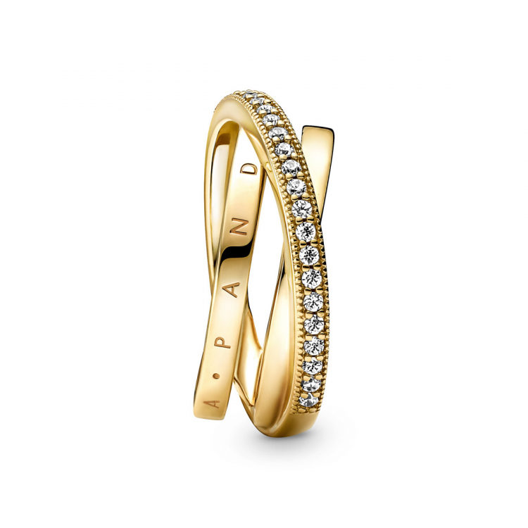 Pandora Shine Logo Crossover Pavé Triple Band Ring - 169057C01 - Helen ...