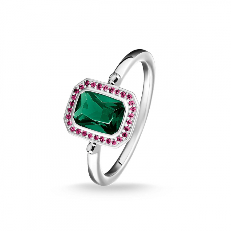 Thomas Sabo Ring Red & Green Stones Silver - TR2264-348-7 - Helen ...
