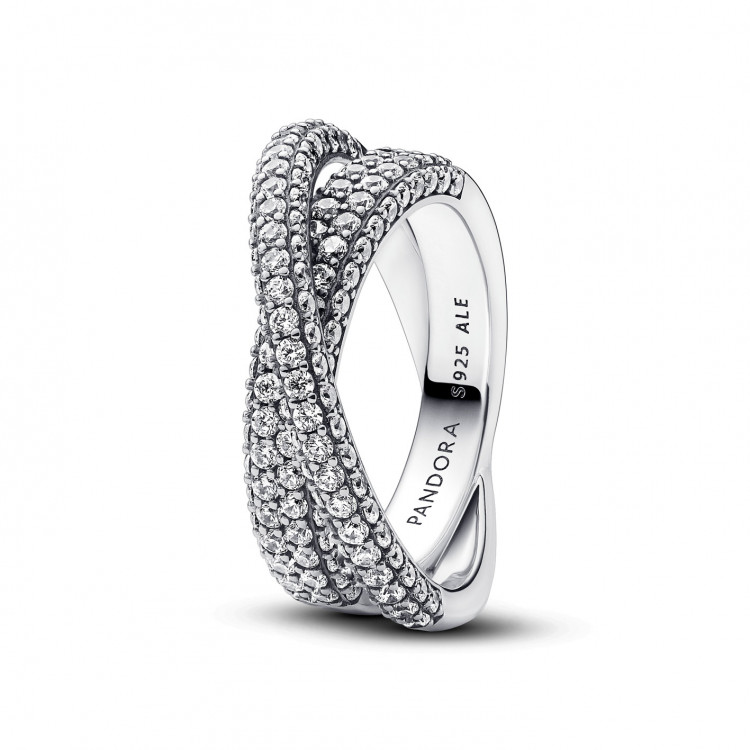 Pandora Timeless Pavé Gekreuzter Doppelband Ring - 193022C01 - Helen ...