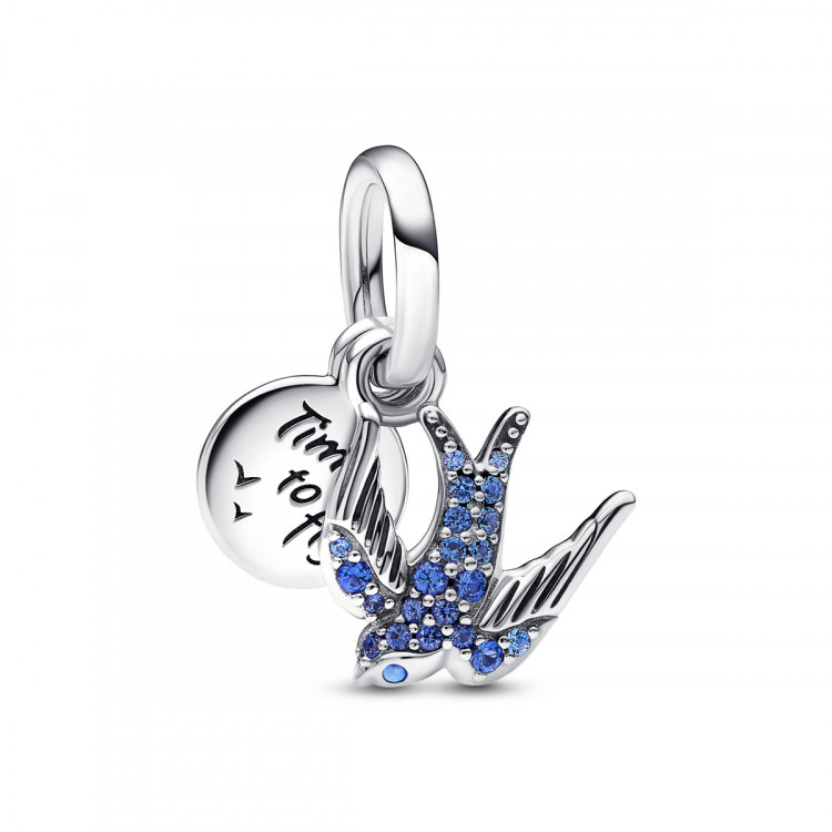 Pandora Funkelnde Schwalbe & Spruch Doppelter Charm - 792570C01 - Helen ...